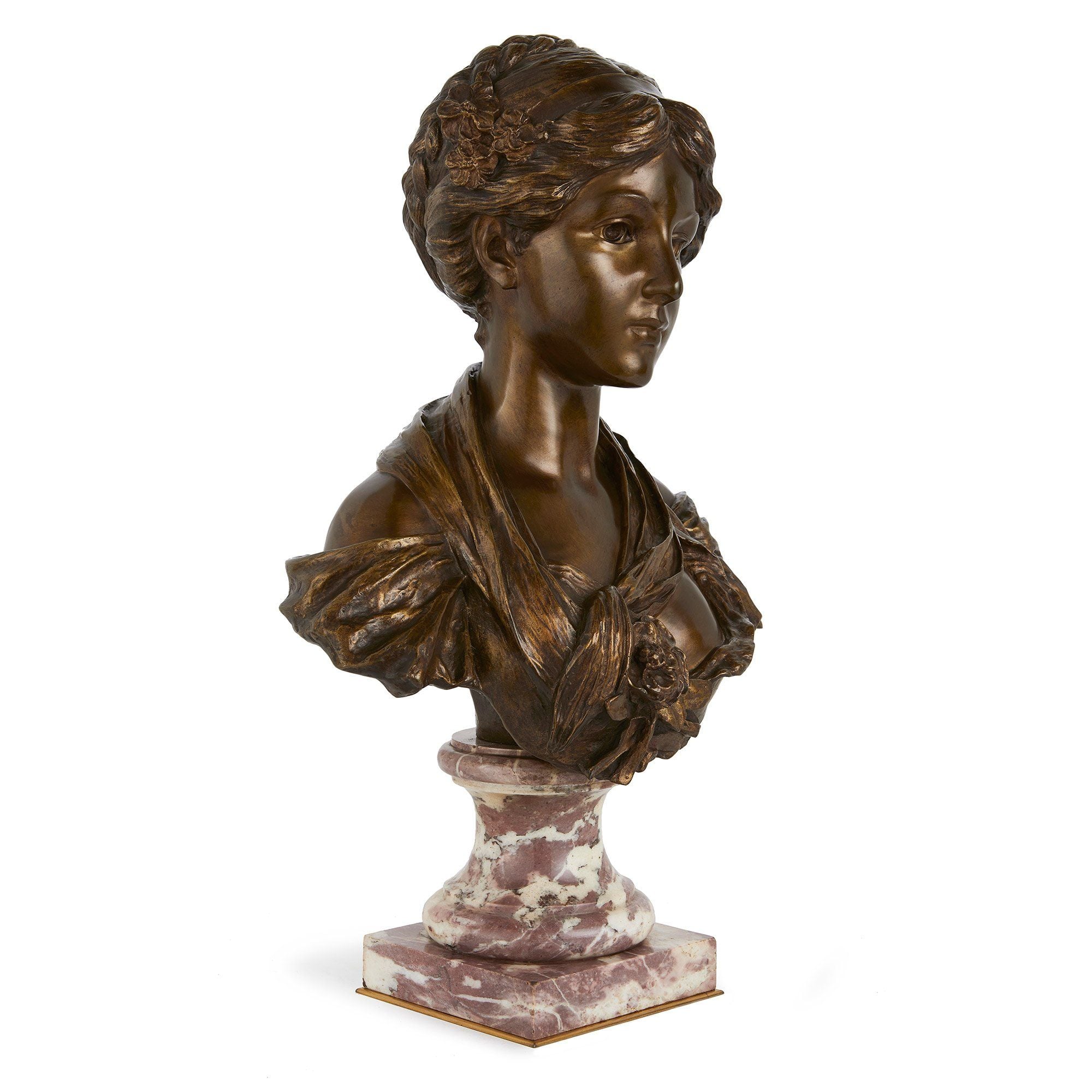 Patinated bronze antique bust of a young lady, after Greuze | Mayfair ...