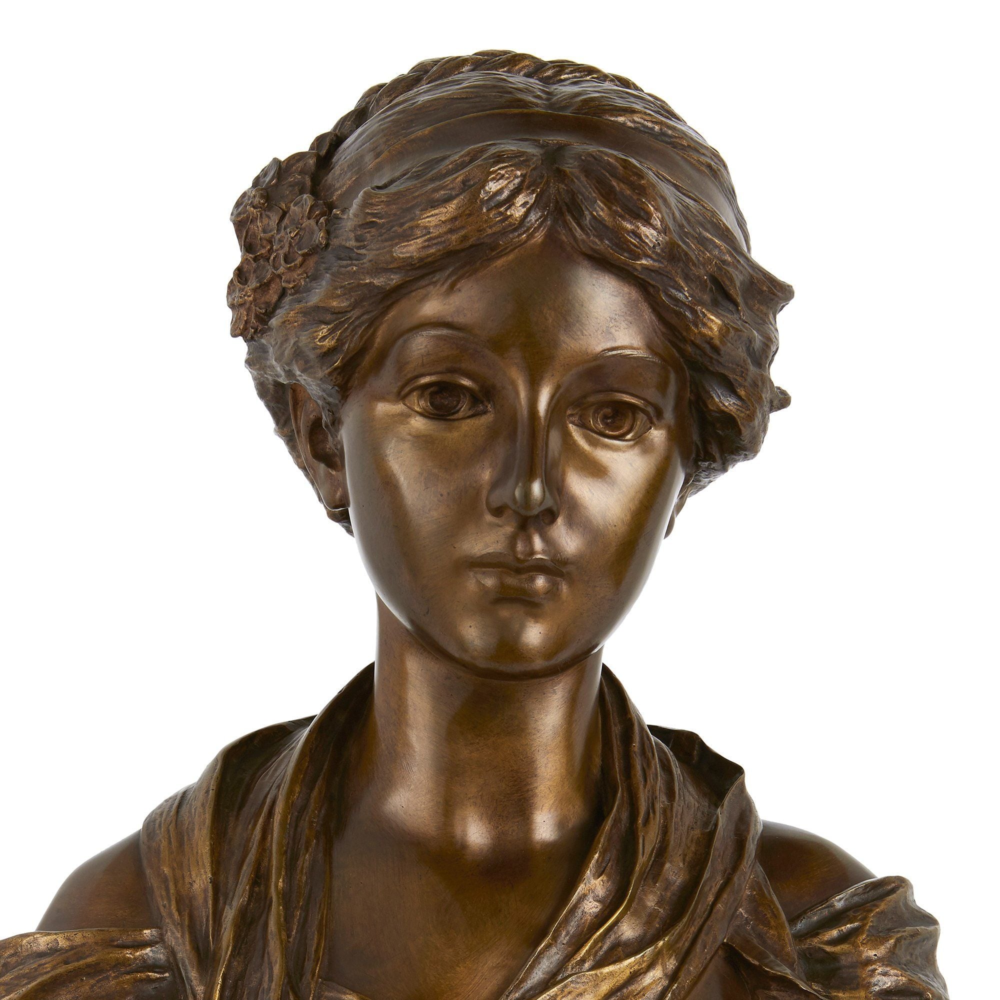 Patinated bronze antique bust of a young lady, after Greuze | Mayfair ...