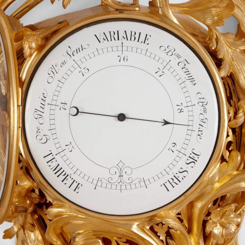 Gilt bronze French Rococo style clock and barometer set | Mayfair Gallery