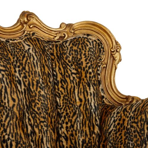 Large French ornate Rococo style antique giltwood sofa | Mayfair Gallery
