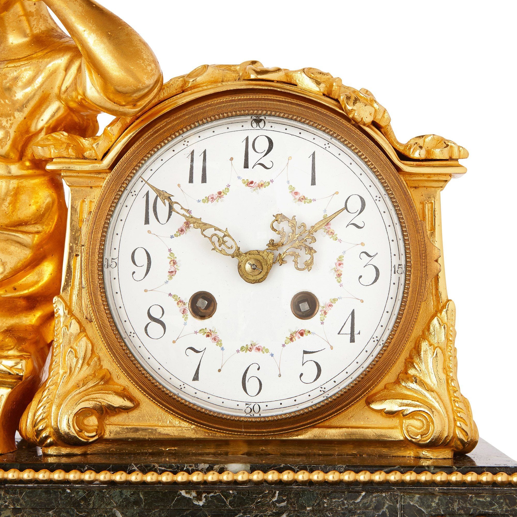 French gilt metal and marble antique three piece clock set | Mayfair ...