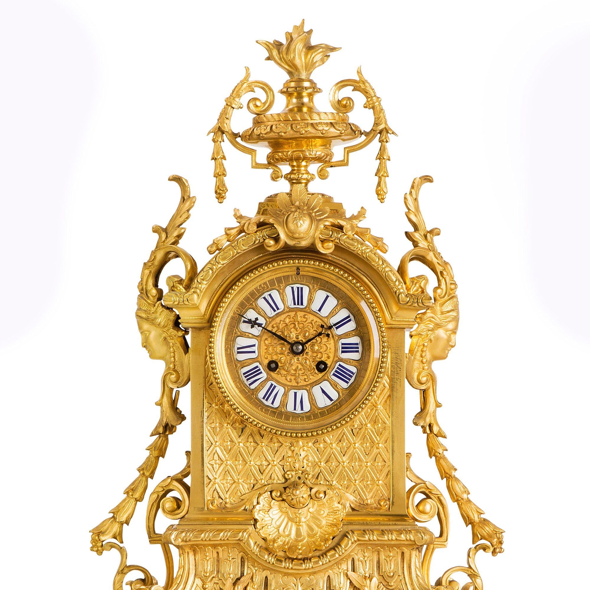 Neo-Gothic antique three piece ormolu clock set | Mayfair Gallery