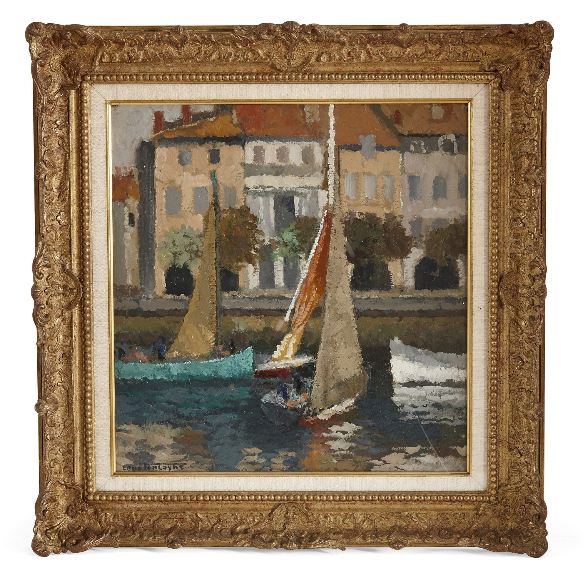 Impressionist oil painting of a harbour scene by Fontayne | Mayfair Gallery