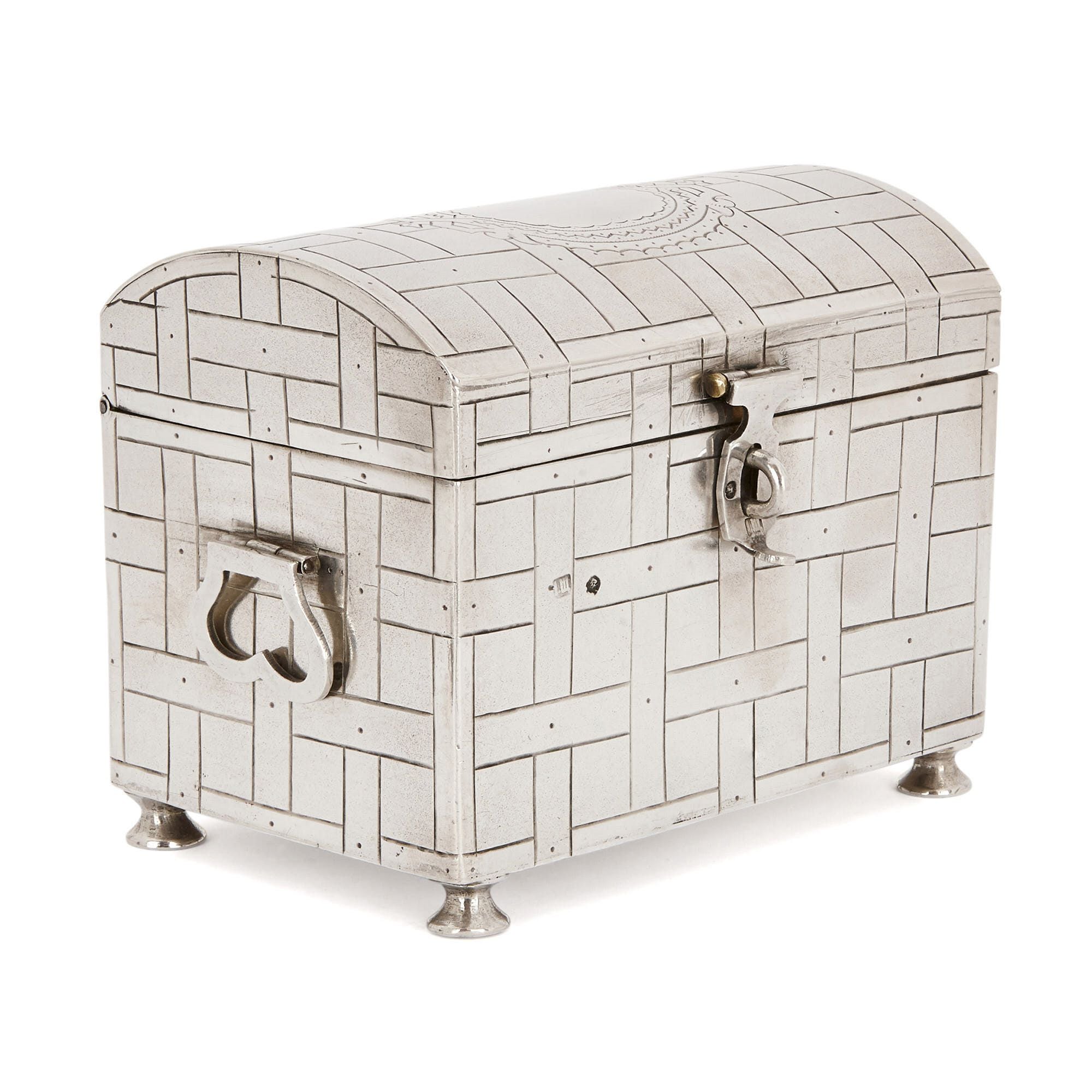 Russian solid silver trompe l'oeil miniature casket | Mayfair Gallery