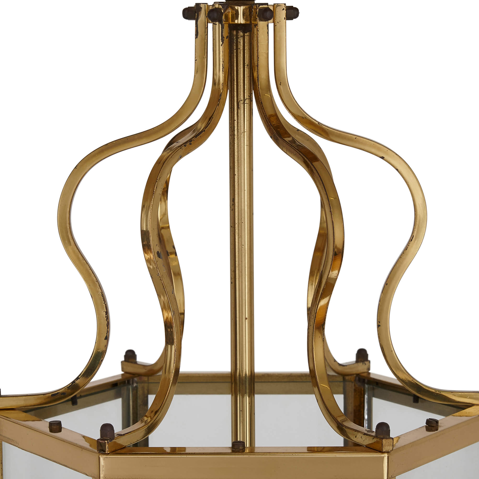 French brass hexagonal hall lantern | Mayfair Gallery