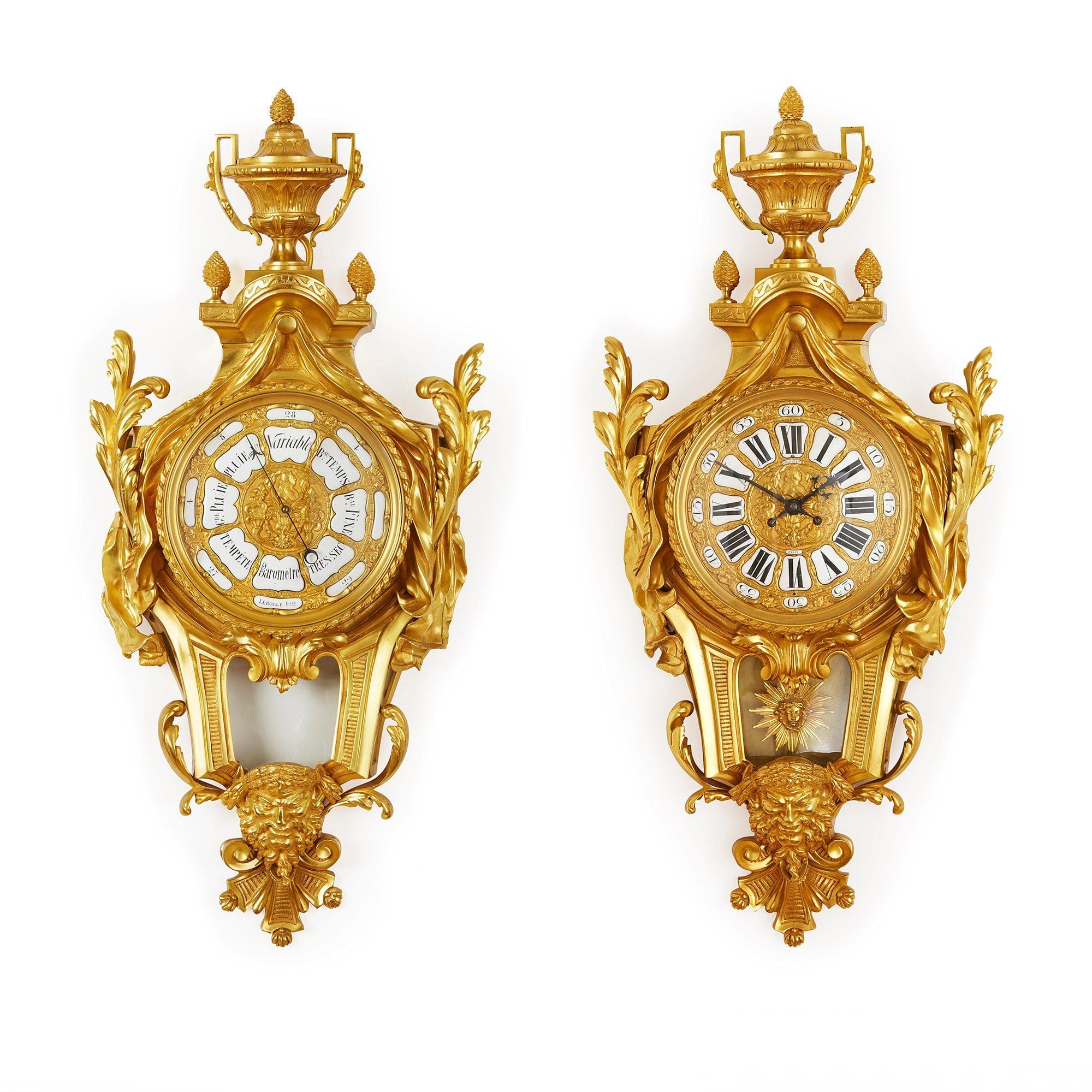 Louis XVI style clock and barometer set by Lerolle Frères | Mayfair Gallery