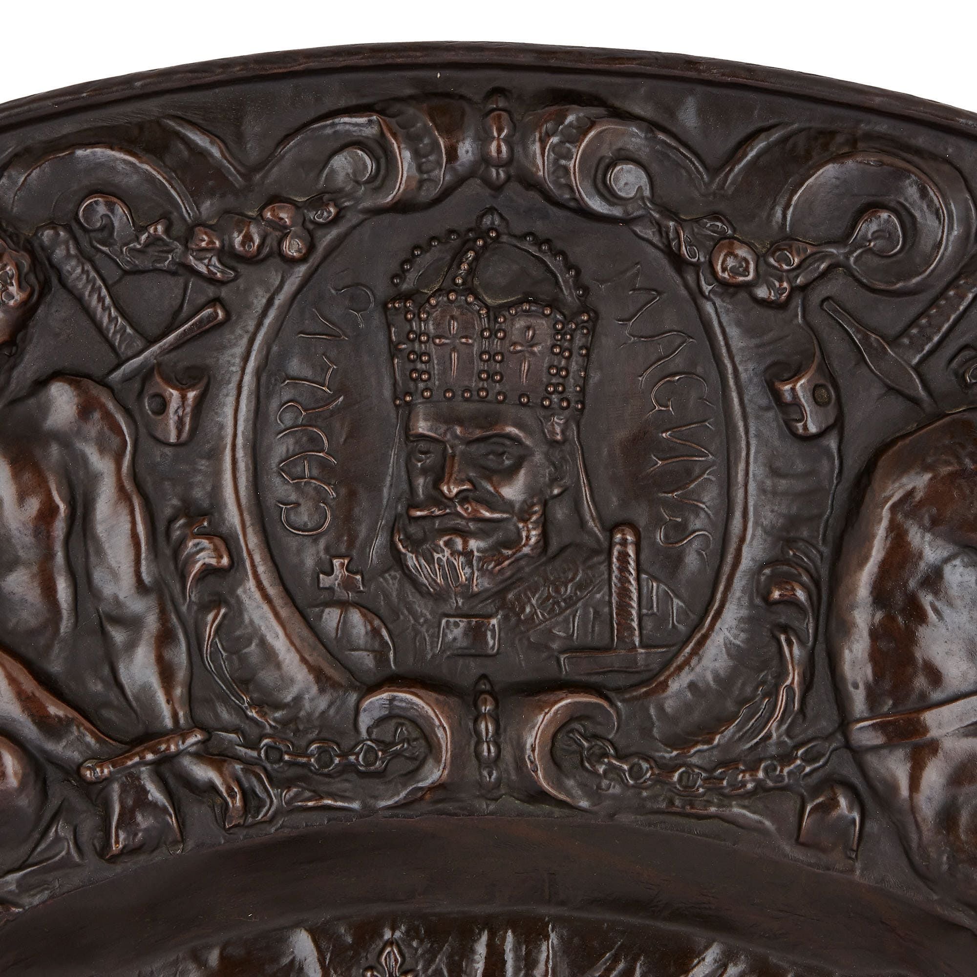 Three large religious-themed patinated copper relief panels | Mayfair ...