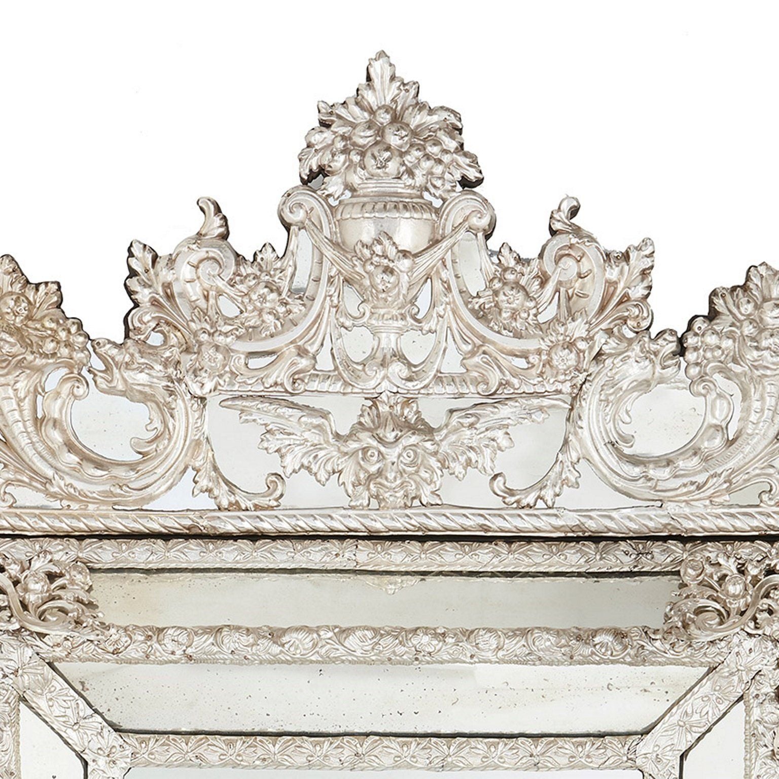 Large antique French silvered rectangular mirror | Mayfair Gallery