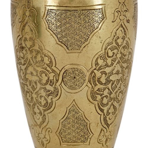 Pair of Bezalel antique brass vases by Alfred Salzmann | Mayfair Gallery