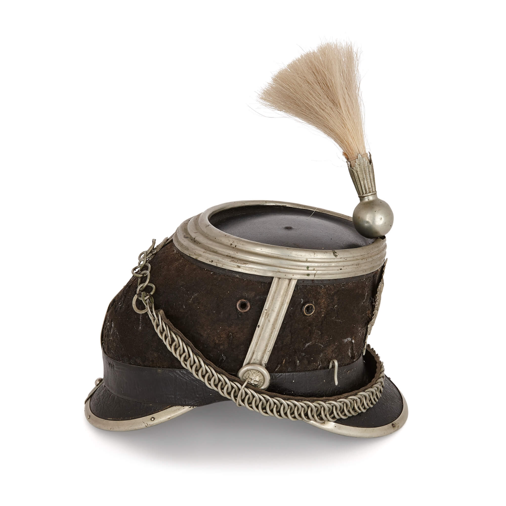 Antique Swiss leather and felt Shako helmet | Mayfair Gallery