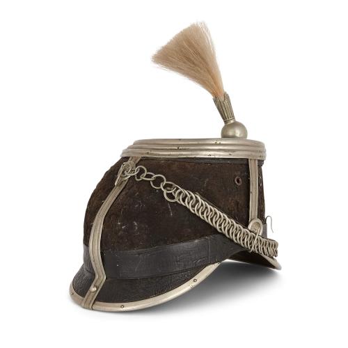 Antique Swiss leather and felt Shako helmet | Mayfair Gallery