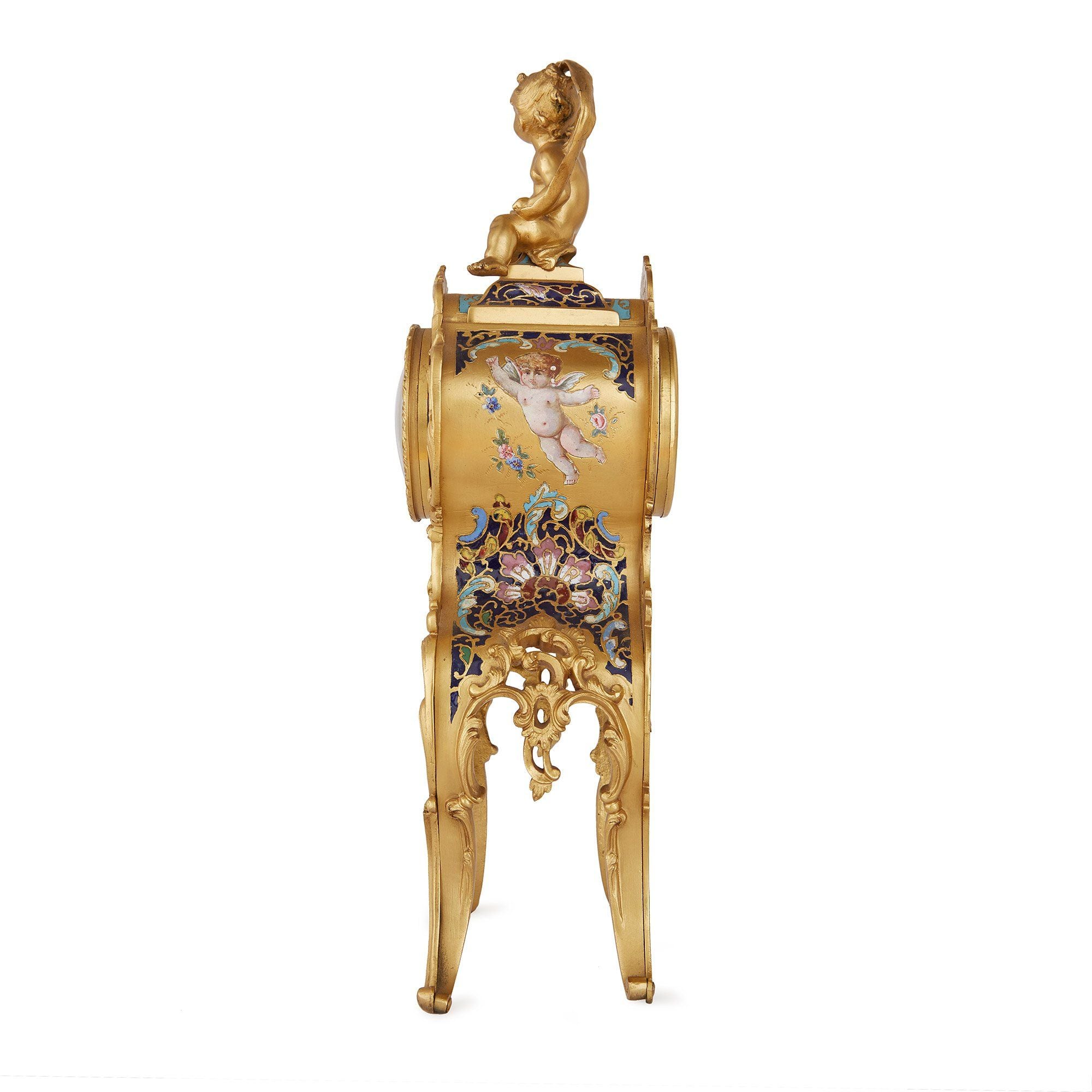Ormolu and cloisonné enamel antique French table clock | Mayfair Gallery