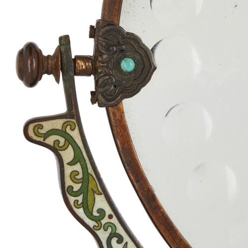 Chinese cloisonné enamel swivel table mirror | Mayfair Gallery