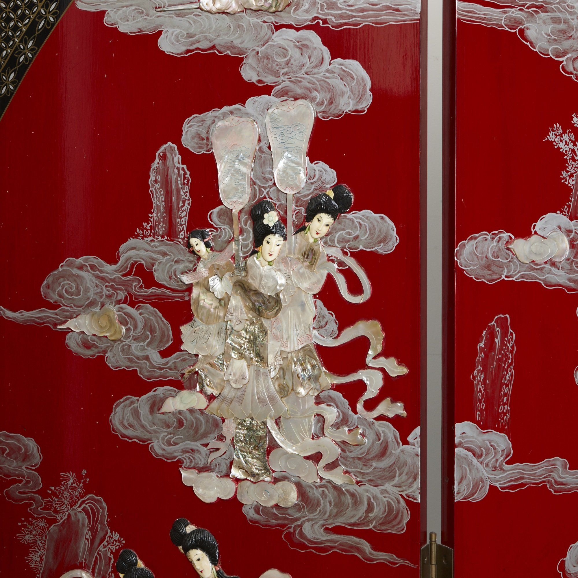 Chinese lacquer, ivory and mother-of-pearl folding screen | Mayfair Gallery