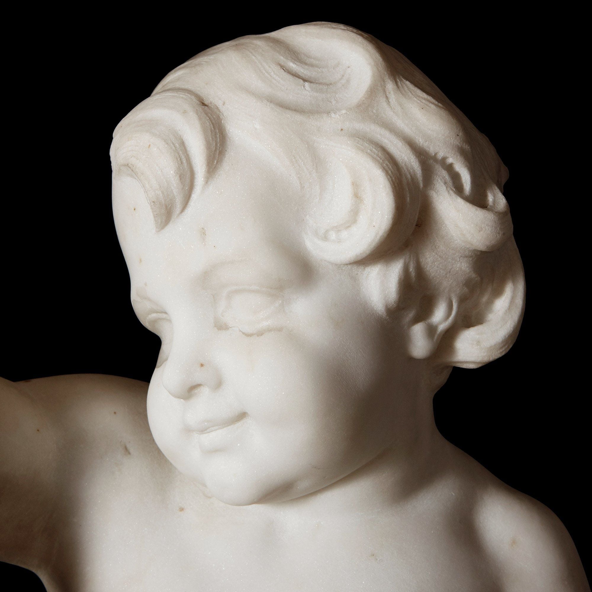 Pair of antique French Louis XVI style white marble cherubs | Mayfair ...