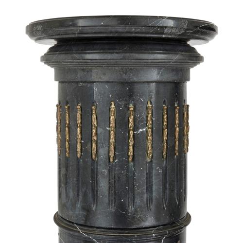 Pair of ormolu mounted black marble antique pedestals | Mayfair Gallery