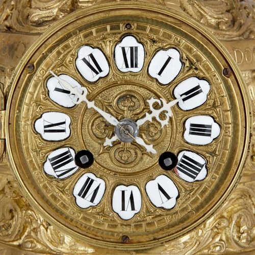 Antique French brass bell-shaped clock set | Mayfair Gallery