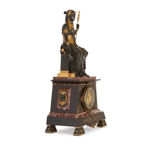 Egyptian Revival antique clock set attributed to Herbert | Mayfair Gallery