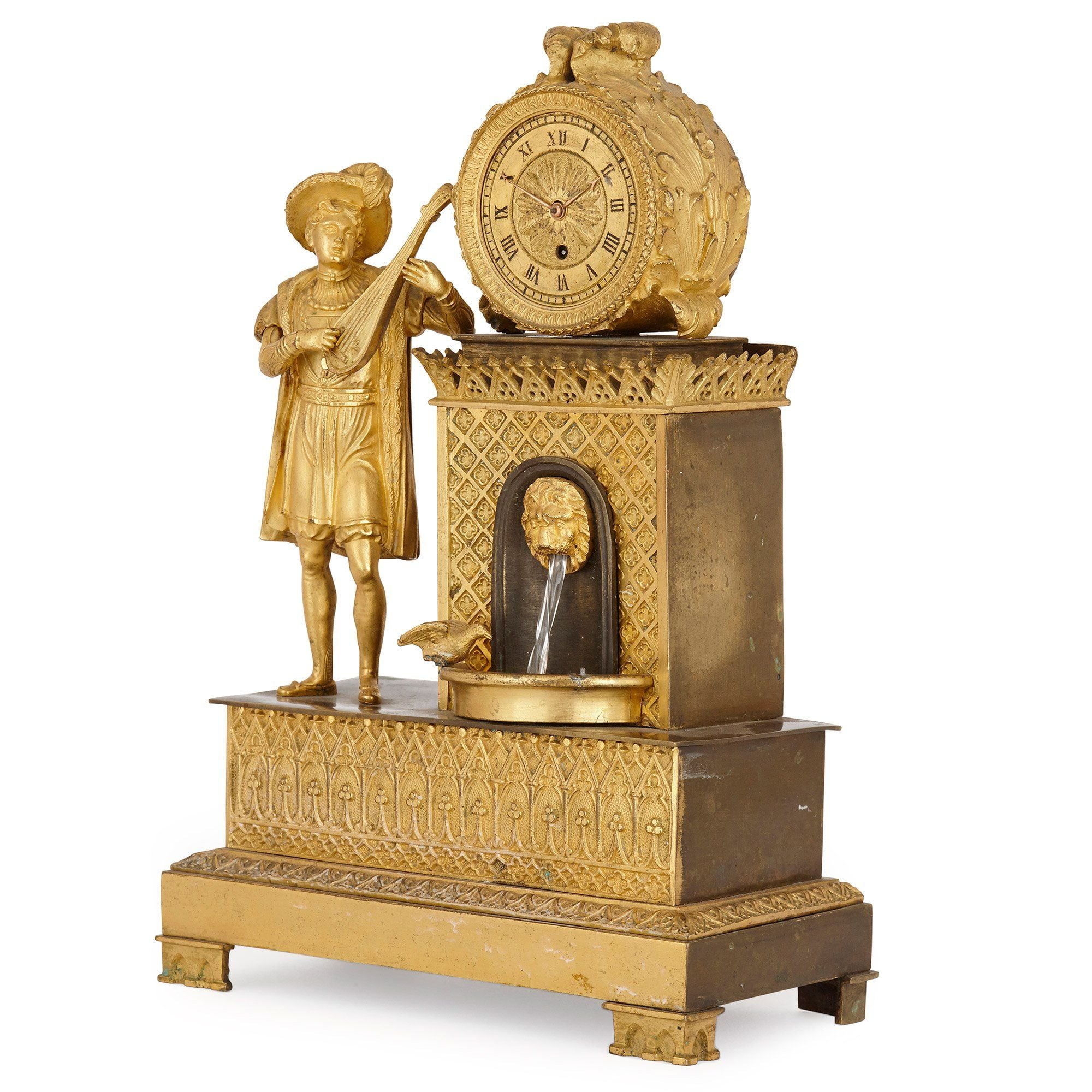 Antique French gilt bronze waterfall mantel clock | Mayfair Gallery