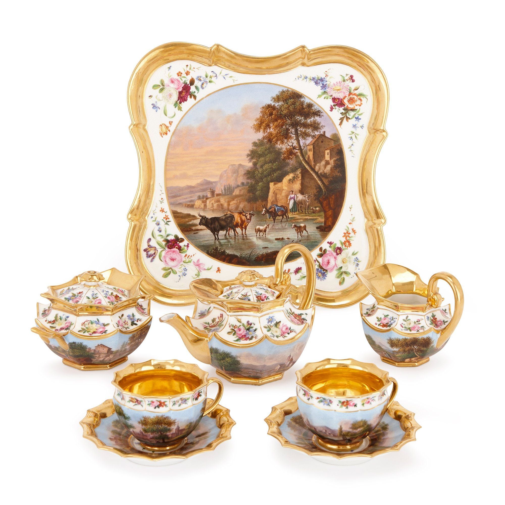 Antique French Neoclassical style Paris Porcelain tea set | Mayfair Gallery