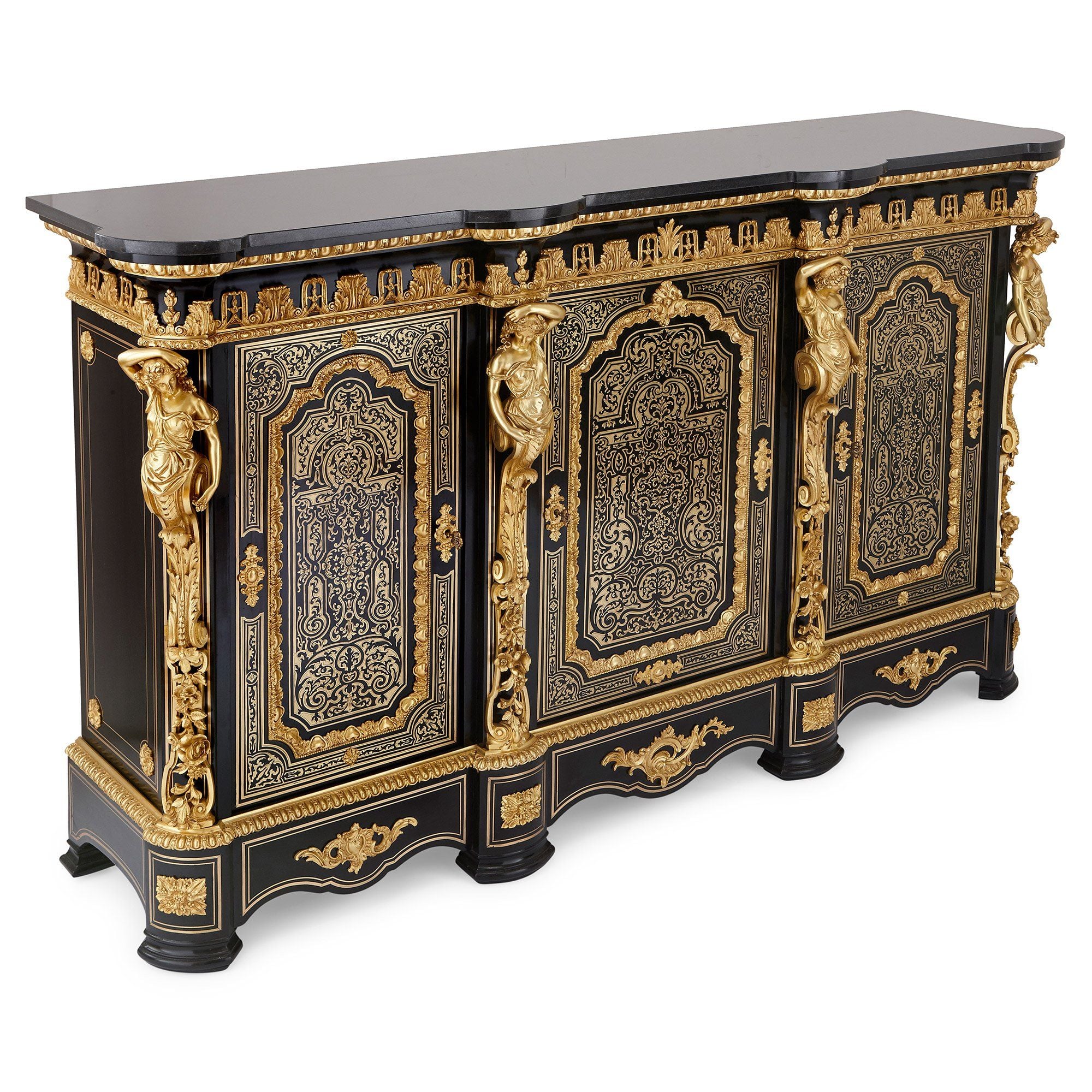 Pair of ebonised wood Boulle style cabinets by Maison Krieger | Mayfair ...