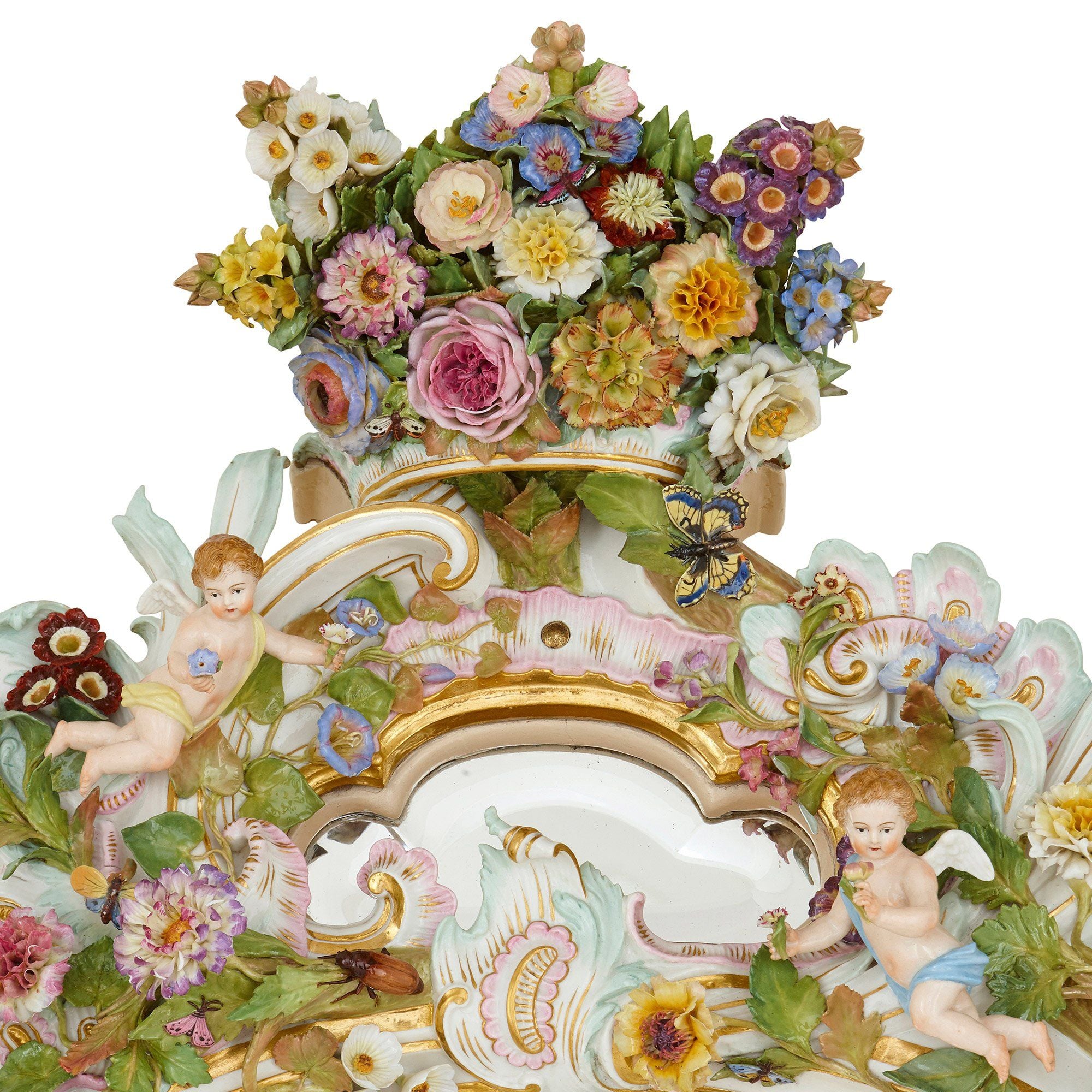 Large antique Meissen porcelain mirror | Mayfair Gallery