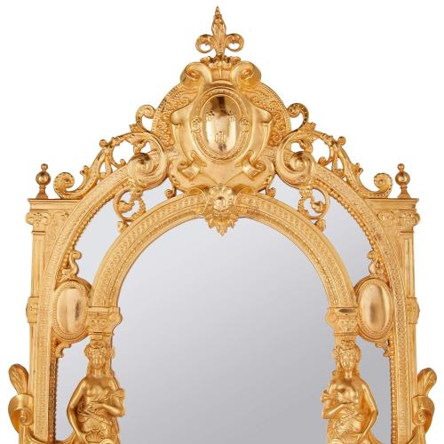 Antique French Empire style gilt bronze table mirror | Mayfair Gallery