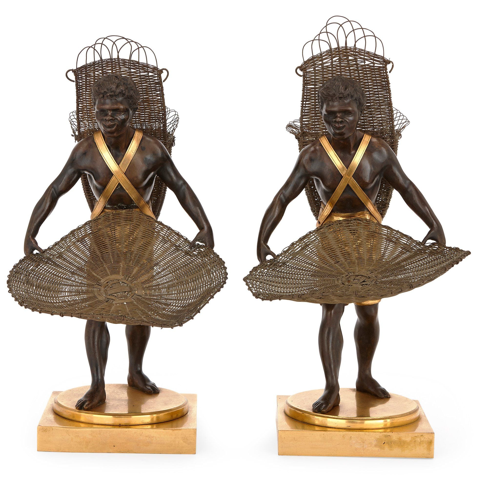 Pair of gilt and patinated bronze models of Nubian figures | Mayfair ...