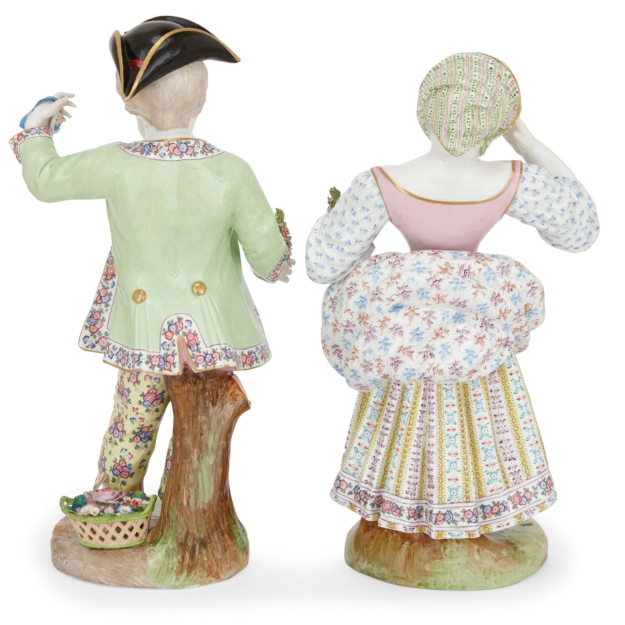 Pair of large antique Meissen style porcelain figures | Mayfair Gallery