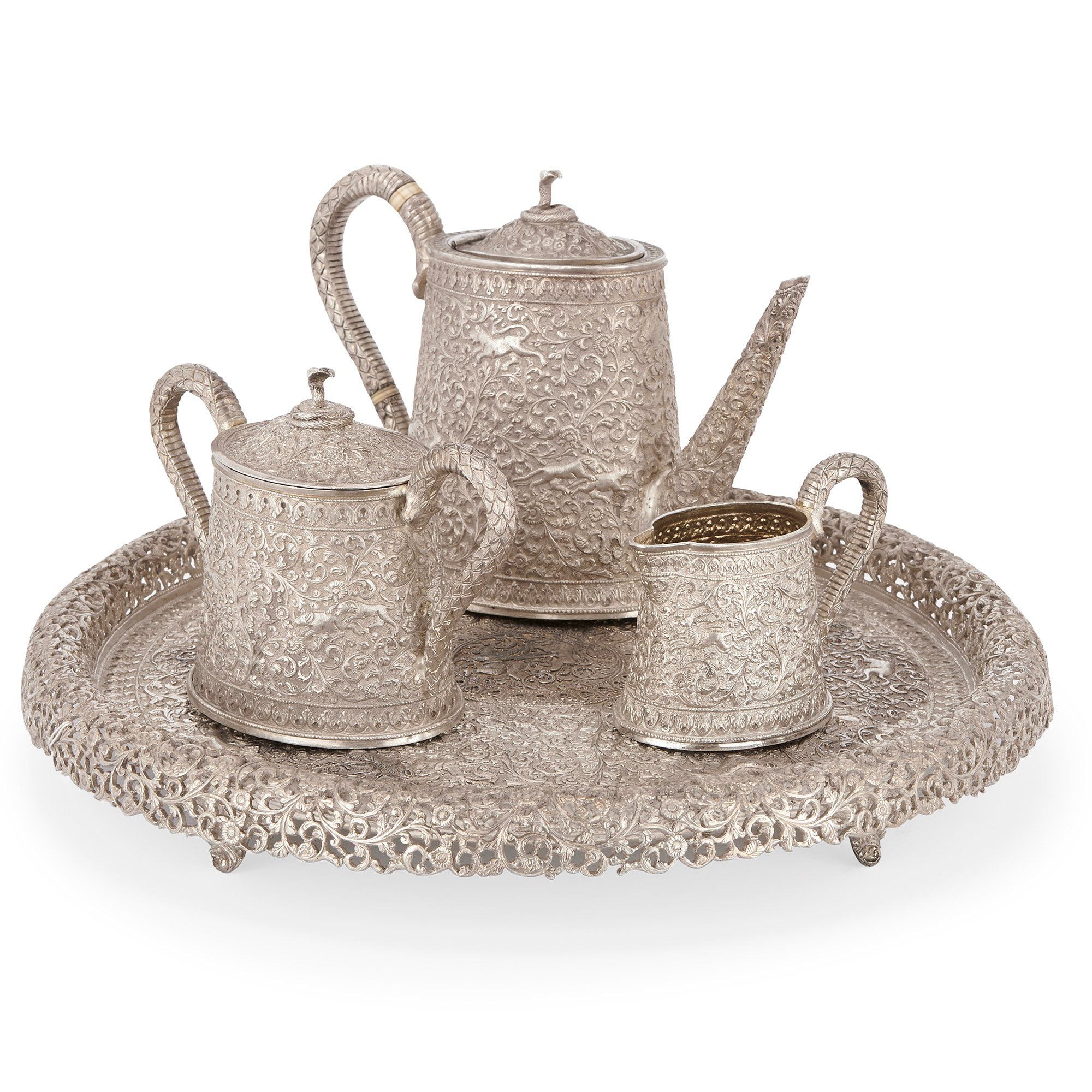 Antique Indian silver tea set, Kutch district, Gujarat | Mayfair Gallery