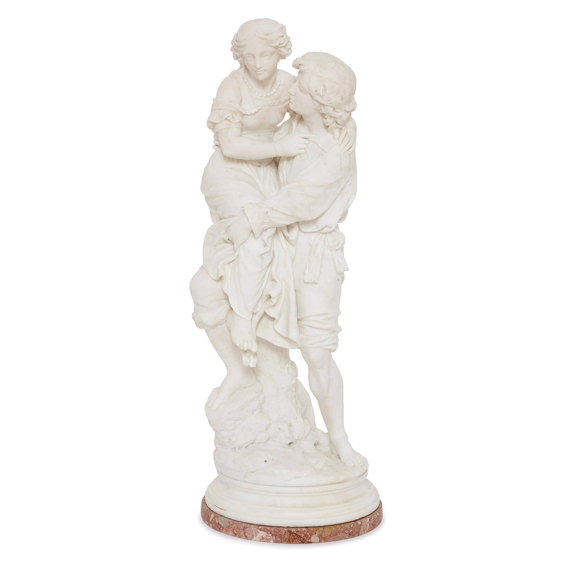 Large antique Italian marble sculpture of two lovers | Mayfair Gallery