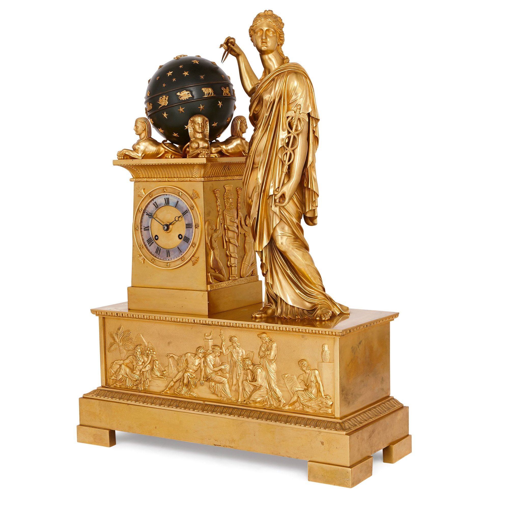 Antique French Empire period gilt bronze mantel clock | Mayfair Gallery