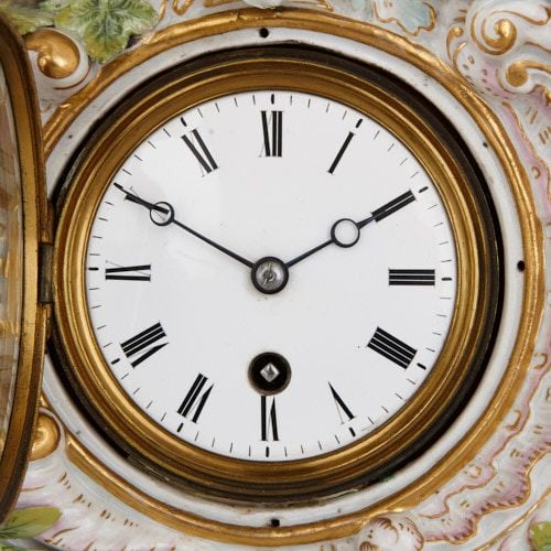 Meissen porcelain mantel clock after Kändler and Eberlein | Mayfair Gallery