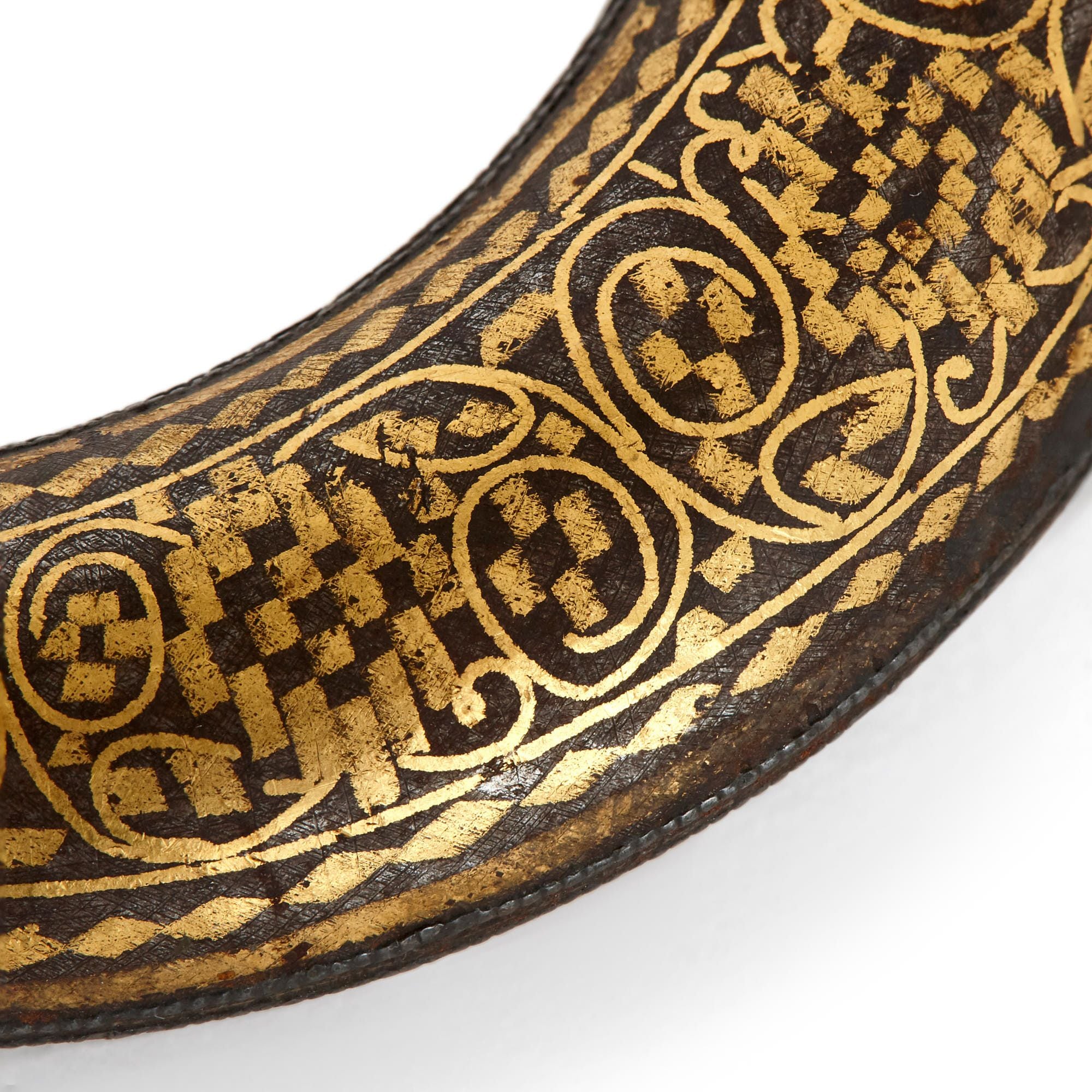 Damascened gold inlaid iron handle | Mayfair Gallery