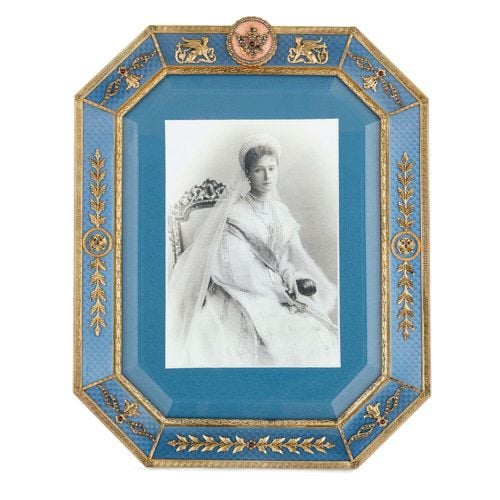 Fabergé style gold, gemstone, and enamel picture frame | Mayfair Gallery