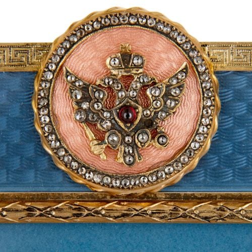 Fabergé style gold, gemstone, and enamel picture frame | Mayfair Gallery