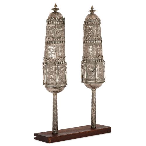 A set of Judaica silver Rimmonim (Torah Finials), c.1800 | Mayfair Gallery