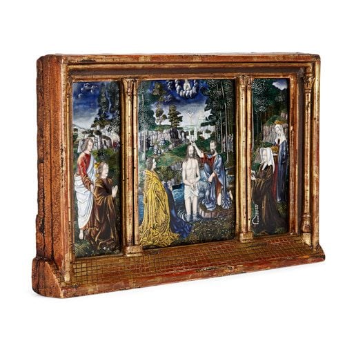 Limoges enamel triptych after Gerard David | Mayfair Gallery