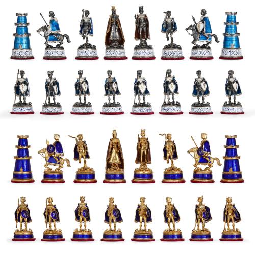 Austro-Hungarian silver-gilt and enamel chess set | Mayfair Gallery