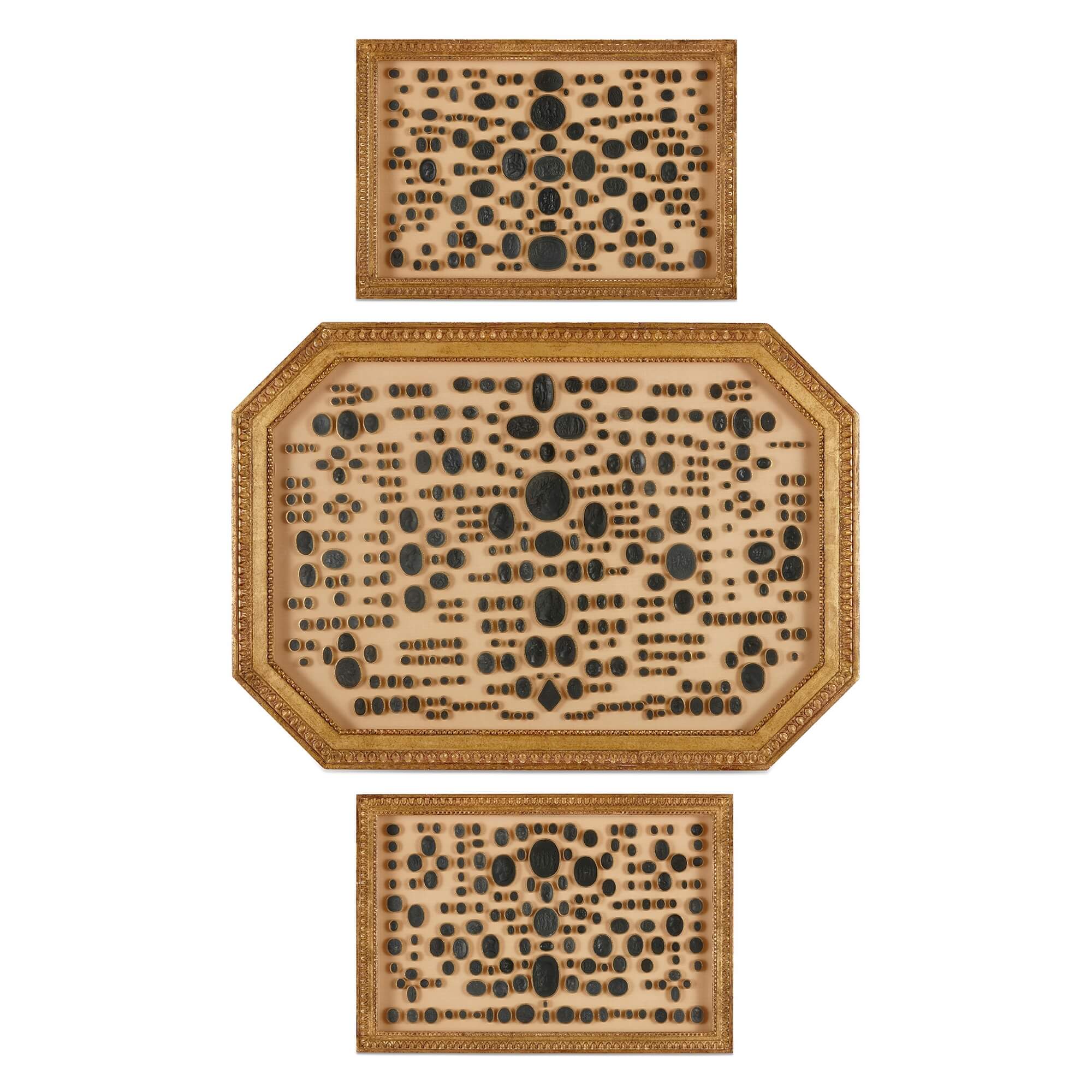 Three framed sets of Italian Classical gilt intaglio molds | Mayfair ...