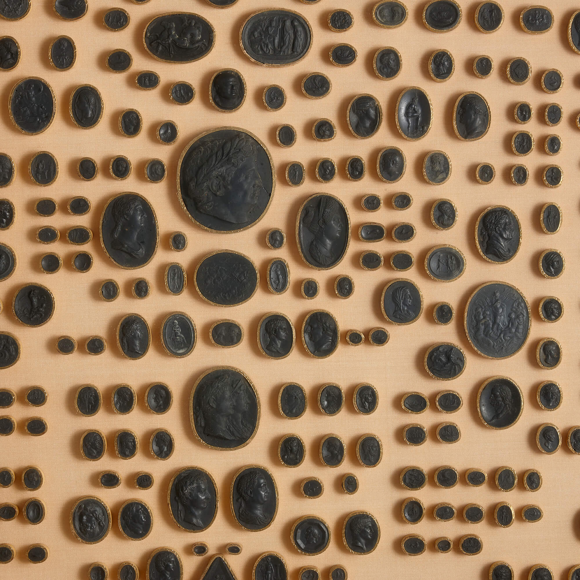 Three framed sets of Italian Classical gilt intaglio molds | Mayfair ...