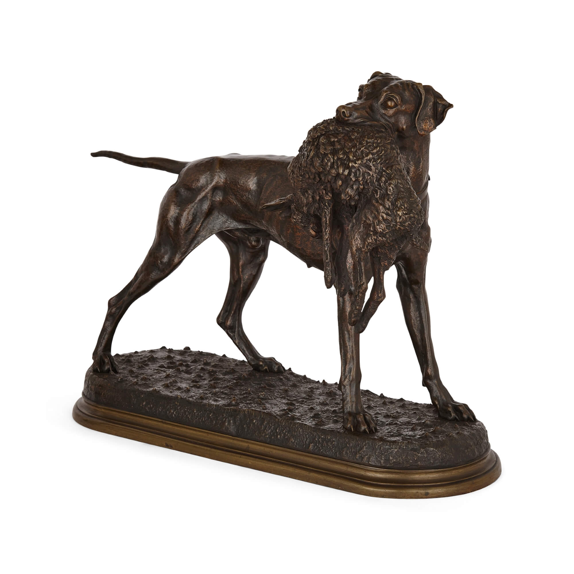 Pair of large patinated bronze models of dogs by Moigniez | Mayfair Gallery