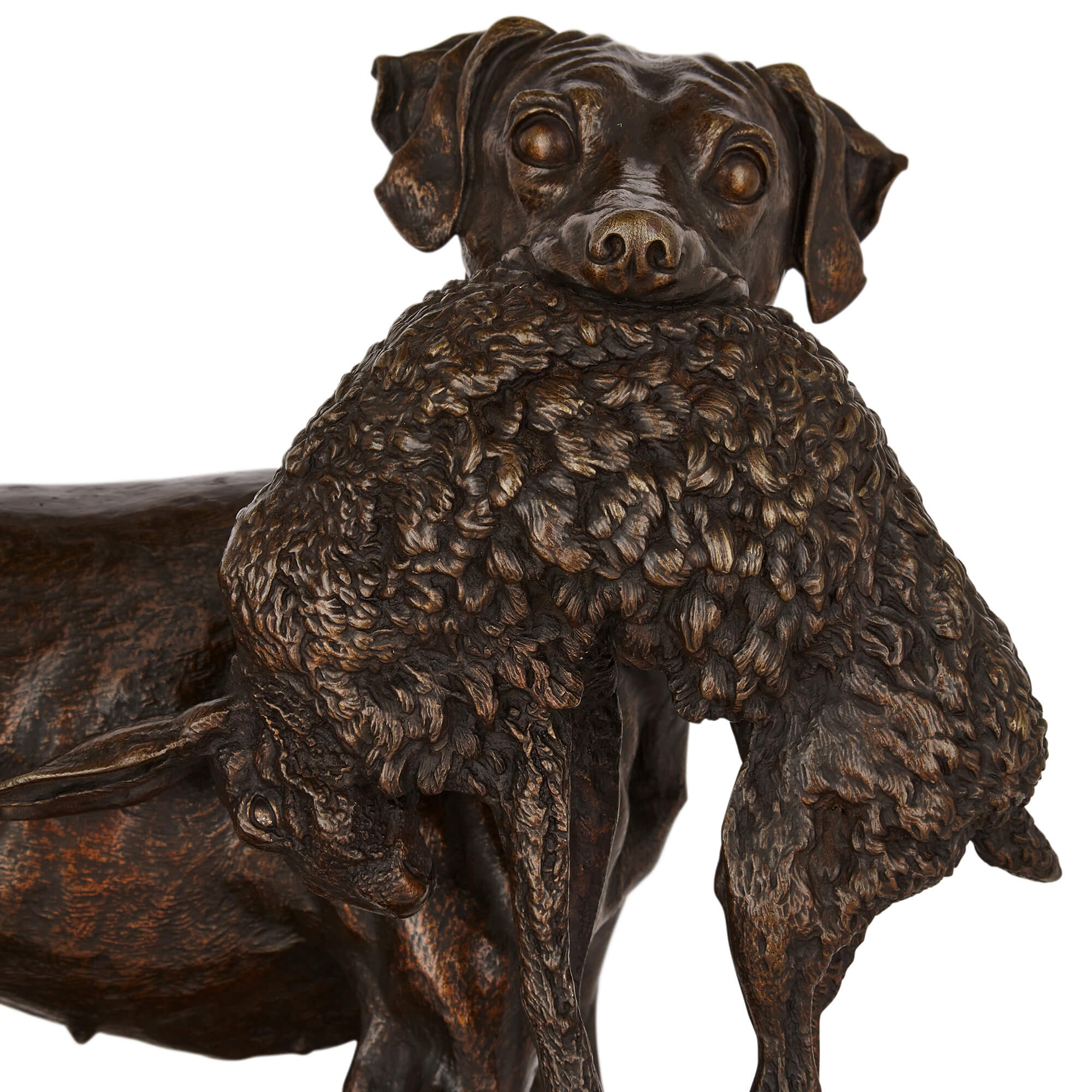 Pair of large patinated bronze models of dogs by Moigniez | Mayfair Gallery