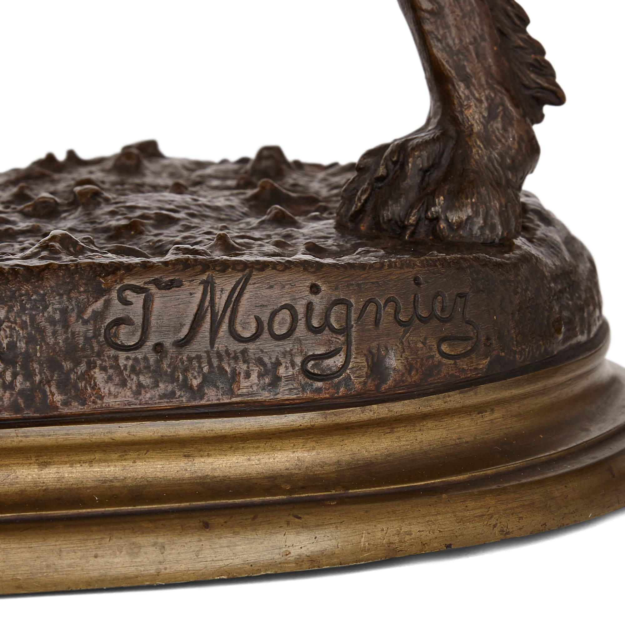 Pair of large patinated bronze models of dogs by Moigniez | Mayfair Gallery