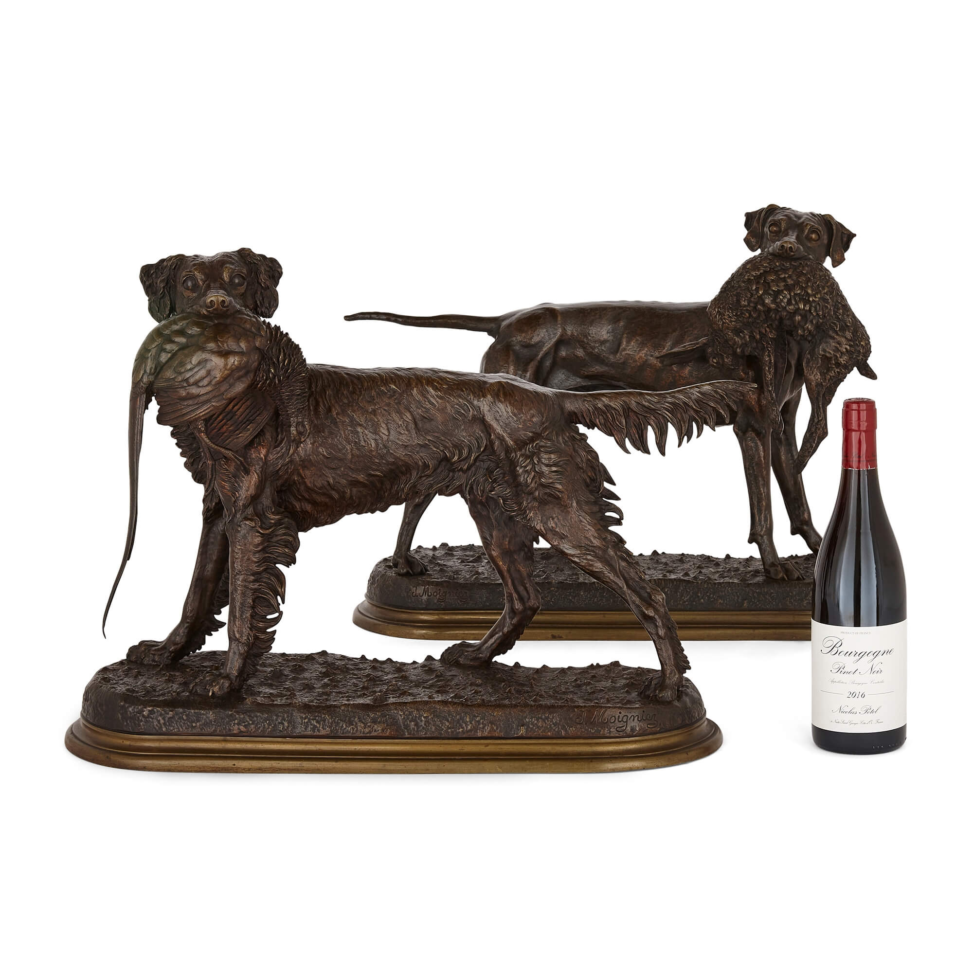 Pair of large patinated bronze models of dogs by Moigniez | Mayfair Gallery