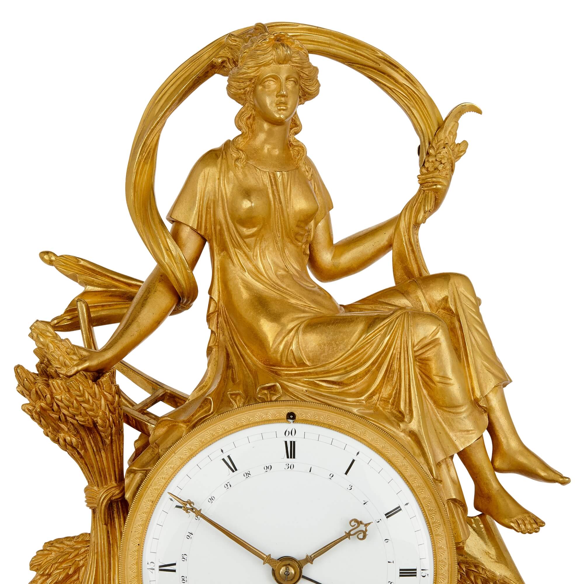 Very fine French Empire period ormolu Ceres clock after Thomire ...