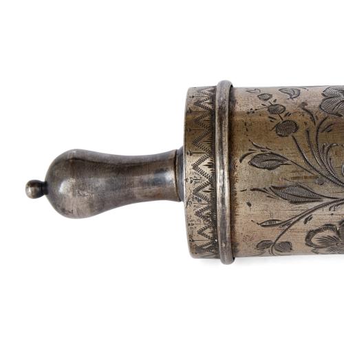 Large Judaica Russian silver Megillah case and scroll | Mayfair Gallery