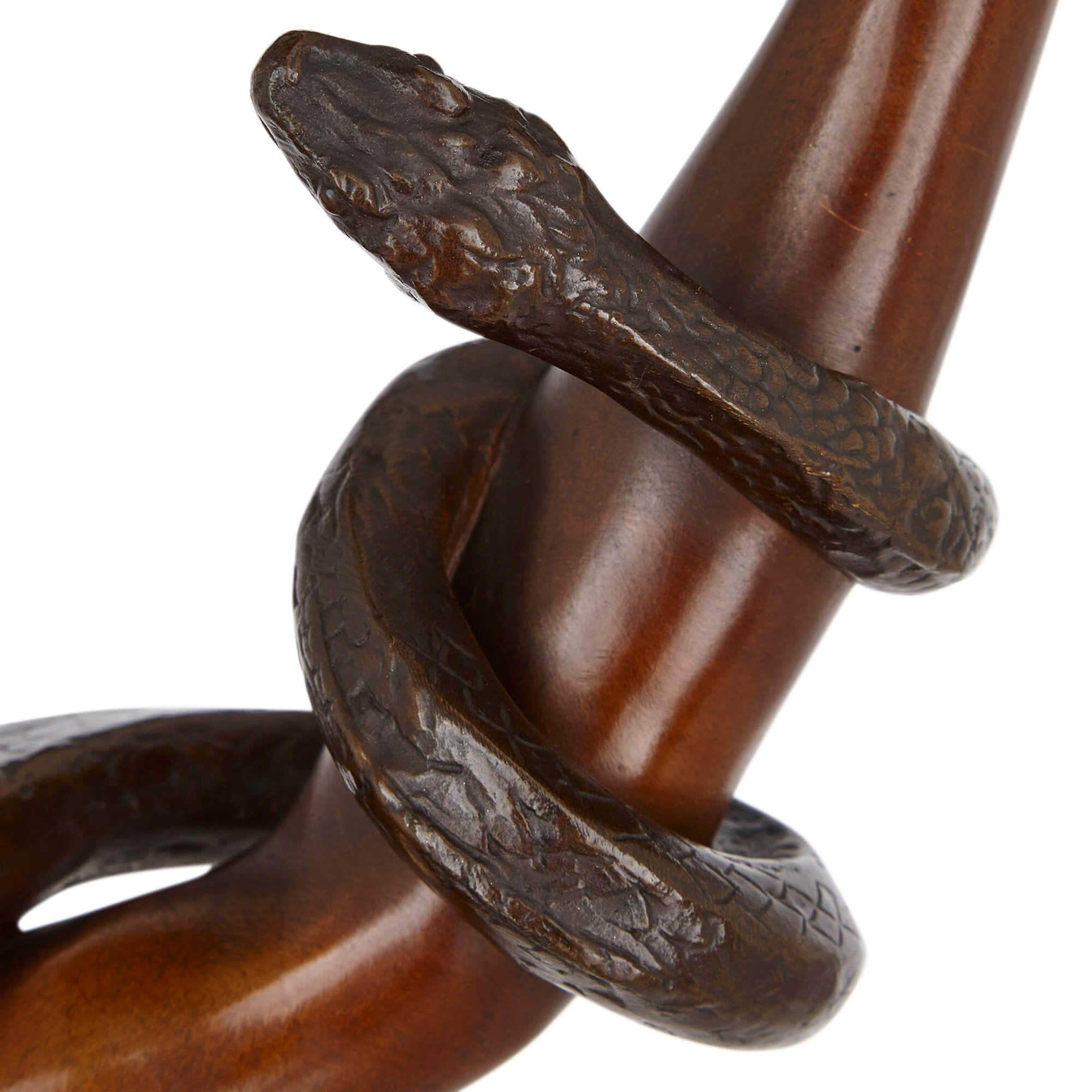 Large and rare bronze female figure with snake by F. Goldscheider ...