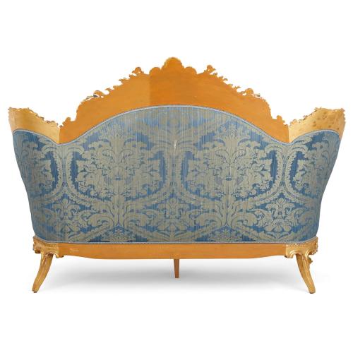 Large, very fine French Rococo revival style carved giltwood sofa ...