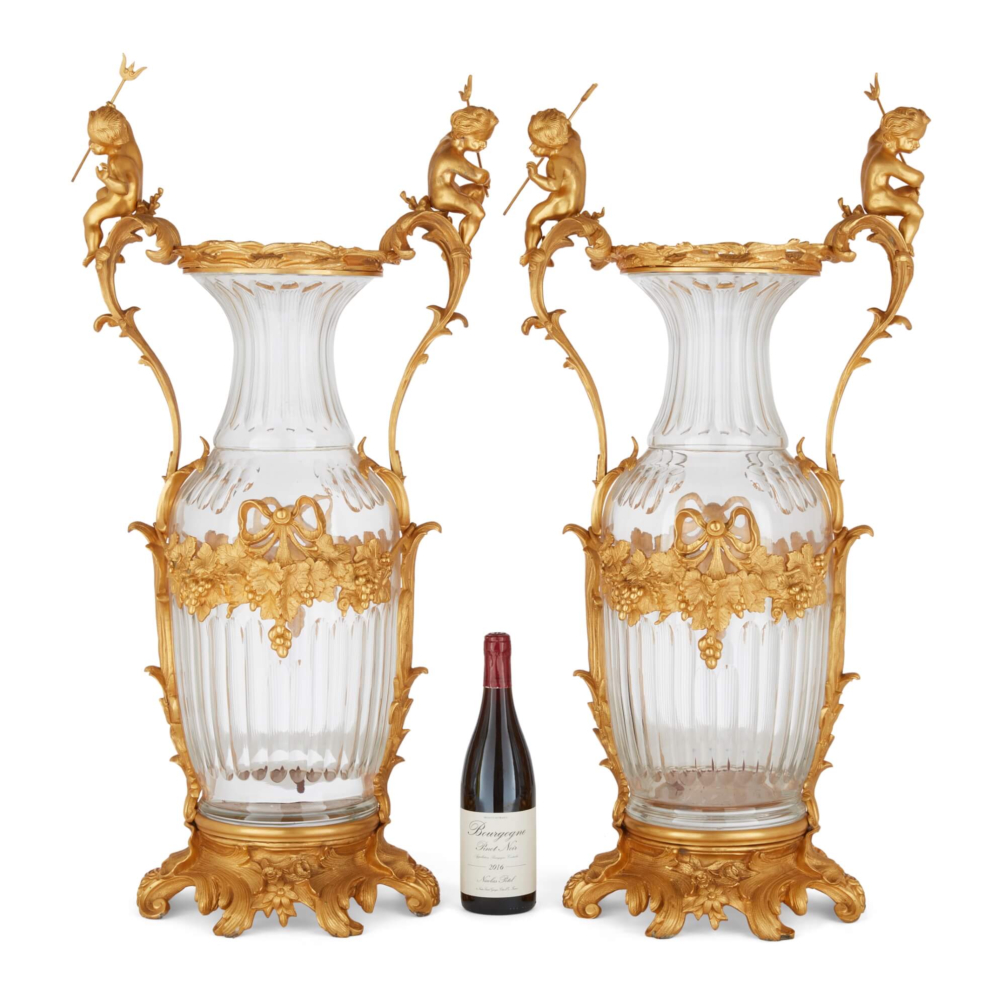 Large pair of ormolu mounted cut glass vases | Mayfair Gallery